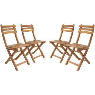 Sweeek Sweeek - Chaise de jardin calena pliable acacia (Lot de 4) 40 x 52 x 85 cm Naturel / Naturel