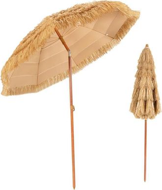 Costway Costway - Parasol Inclinable de Paille 1,75M--Protection Solaire upf 30+, Inclinable sur 30&deg;/Style Hawa&iuml;en pour Plage de sable/Jardin/Terrasse/Plage