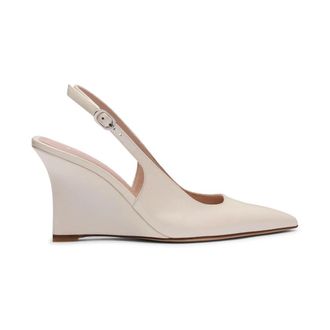 Stuart Weitzman Femme, Chaussures, Beige, Taille: 39 1/2 EU Vinnie Slingback Wedge 85