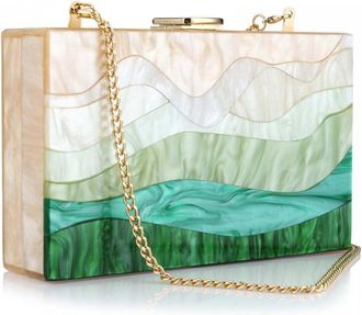 GETS Acryl-Geldb&ouml;rsen und Handtaschen f&uuml;r Damen, mehrfarbig, Plexiglas, geometrische Muster, Box, Clutch, Bankett, Abendtasche, Umh&auml;ngetasche, A-Farbverlau