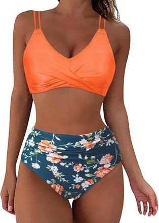 Generic Ensemble bikini pour femme sexy et &eacute;l&eacute;gant - Deux pi&egrave;ces - Triangle - Col en V - Push Up - Bikini Curvy - Maillot de bain - Haut de bikini avec rembou