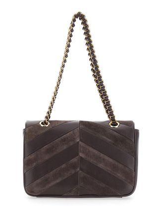 Valentino Garavani Womens Crossbody Bag Djuna Brown Lamb Shoulder