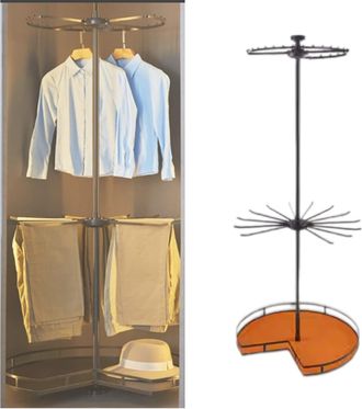 Generic Um 360&deg; Drehbarer Kleiderst&auml;nder, Drehbarer Kleiderst&auml;nder for Begehbaren Kleiderschrank, Robuster Eck-Aufbewahrungsorganisator Aus Metall, H&ouml;henverst