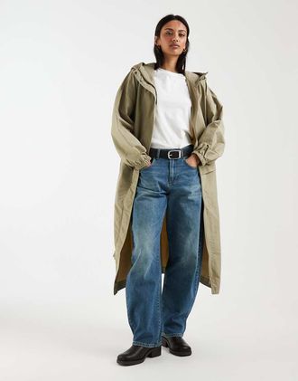 Asos Trench long en tissu technique - Sable-Neutral