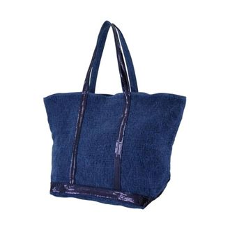Vanessa Bruno Femme, Sacs, Bleu, Taille: ONE Size Sac fourre-tout en tissu textur&eacute; avec ornements de sequins