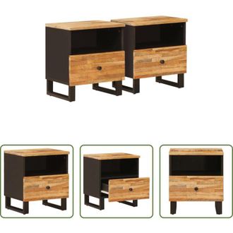 vidaXL Schrank - Bettkasten 2 pcs Braun 40 x 33 x 46 cm Massivholz Mango