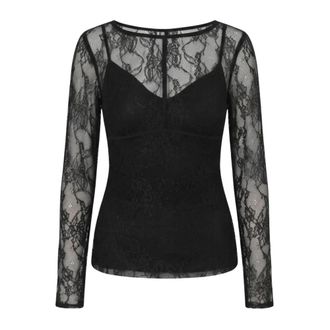 Rinascimento Spitzenbluse mit Herzfutter - - Tops - Damen - Schwarzk - XL
