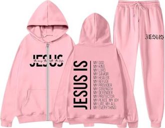 Generic Tenue dautomne 2 pi&egrave;ces pour femme - Sweat &agrave; capuche confortable avec fermeture &eacute;clair et pantalon de surv&ecirc;tement - Ensemble de salon &agrave; manches longue