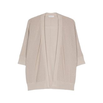 Le Tricot Perugia Beiger Baumwoll-Strick-Cardigan - - Knitwear - Damen - Beige - 3XL