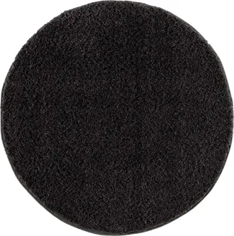 Carpet City Hochflor Teppich Wohnzimmer - Einfarbig Schwarz - 200x200 cm Rund - Shaggyteppich Langflor Uni - Schlafzimmerteppich Flauschig Weich - Moderne Wohnzim