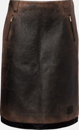 Miu Miu Midirock aus Leder mit Veloursleder