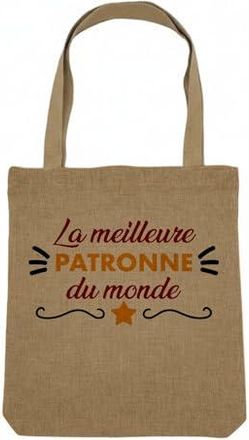 Fabulous Sac Shopping Tote Bag Aspect Lin - La Meilleure Patronne du Monde Travail Collegue Entreprise - Sac de Courses Toile Epaisse 360g Beige Naturel Cabas 