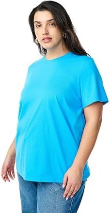 Zizzi T-shirt en coton à manches courtes pour femme - Grandes tailles - Taille 42-60, Malibu Blue., 50-52 grande taille