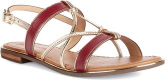 Geox D Sozy Plus Flat Sandal, Cyclamen/LT Gold, 41 EU