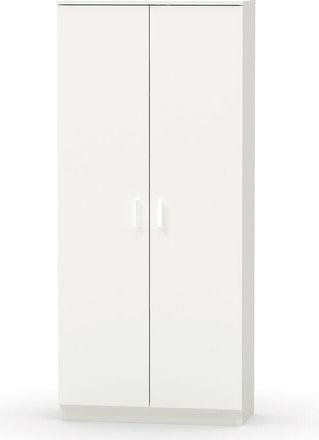 PEGANE Pegane - Armoire de rangement blanche 180 x 80 x 35 cm - Panneaux de particules et m&eacute;lamine haute densit&eacute; - 2 portes avec &eacute;tag&egrave;res r&eacute;glables