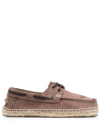 Maneb&igrave; espadrilles en daim &agrave; lacets - Marron