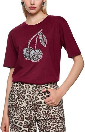 Marc Cain T-Shirt Mon Cherry Premium Damenmode mit modernem Aufdruck, gerade geschnitten