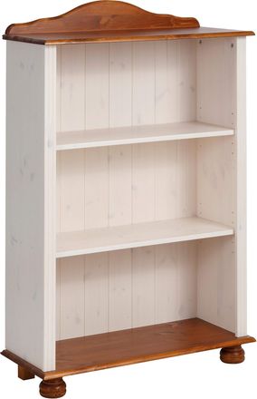 LOFT 24 Bücherregal weiß Jasmin Regal Landhaus Kiefer massiv Standregal Holzregal Büroregal Aktenregal Ordnerregal 77x30x116 cm 3 Fächer (weiß Honig)