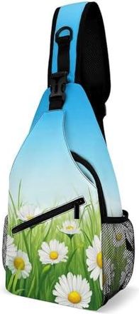 Generic Durable Sacoche Tactique Fleur de marguerite de printemps Sling Bag Antivol,Multifonction Crossbody Bag pour école Homme Voyage