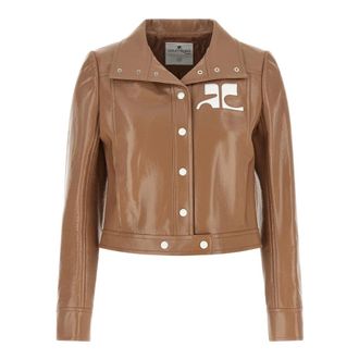 Courr&egrave;ges Femme, Vestes, Brun, Taille: 36 FR Veste Vinyle R&eacute;&eacute;dition