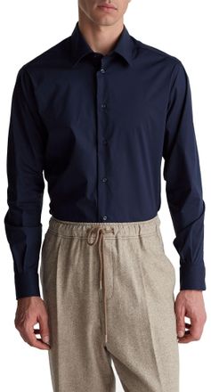 Benetton Herren Camicia 551muq049 Hemd, blau, Medium