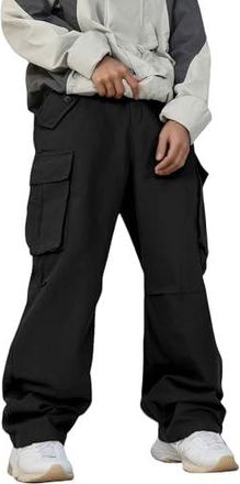 Generic Pantalon de parachute pour homme - Pantalon de surv&ecirc;tement baggy &agrave; taille &eacute;lastique, pantalon cargo &eacute;l&eacute;gant et polyvalent de couleur unie, pantalon de