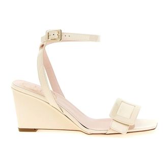 Roger Vivier Femme, Chaussures, Blanc, Taille: 38 1/2 EU Sandales compens&eacute;es Belle Vivier