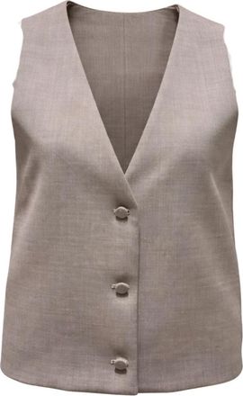 Mars&eacute;m Marsem, Femme, Vestes, Beige, Taille: 46 FR Gilet Sartoriale Fango Monopetto