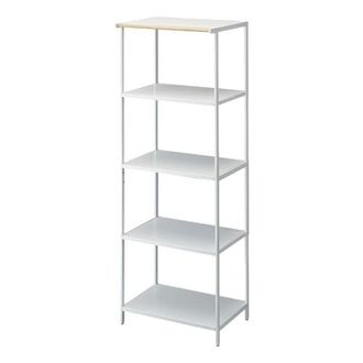 Yamazaki Tableware 3599 Tower 5-st&ouml;ckiges Aufbewahrungsregal, wei&szlig;, Stahl/Holz, minimalistisch, 60 x 46.5 x 170 cm