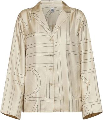 Toteme Femme, Blouses et Chemises, Beige, Taille: 40 FR Chemise en Soie Monogramme