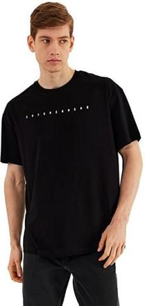Comeor Lot de 2 &agrave; 3 ou 4 t-shirts classiques &agrave; manches courtes en coton pour homme - Col rond, Noir, XXL