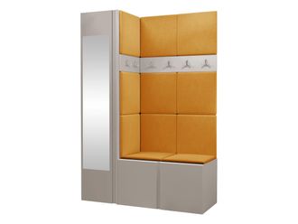 Mirjan24 Garderoben-Set Monati X, Kleiderschrank mit Spiegel, Schuhschrank + 2X Kleiderhakenbrett Gepolstertes Paneel/Wandpaneel, 6 Doppelhaken Flurgarderobe, 