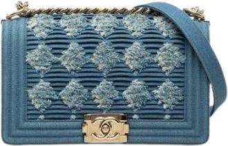 Chanel Sac bandouli&egrave;re Boy Flap en jean Pre-owned - Femme - Pre-owned - Bleu - Taille: ONE Size