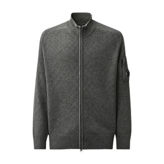 C.P. Company C.p. Company - Re-Wool Zip Lens Cardigan - Homme - Pulls - Gris - Taille: XL