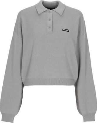 Rotate Rotate Birger Christensen, Femme, Pulls, Gris, Taille: 40 FR Polo &agrave; Trois Boutons