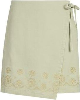 Object Mini jupe portefeuille brod&eacute;e Objjessy en coton