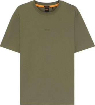 HUGO BOSS Homme, Tops, Vert, Taille: XS T-shirt en coton stretch avec logo en couches