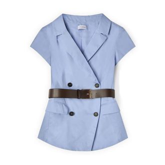 Motivi Kurz geschnittener Blazer mit doppelreihiger Knopfleiste und kurzen &Auml;rmeln - - Jackets - Damen - Blau - XS