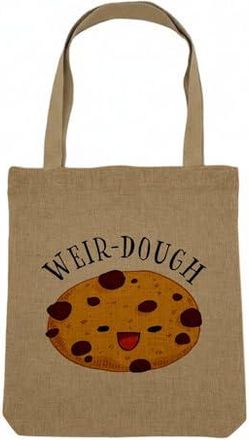 Fabulous Sac Shopping Tote Bag Aspect Lin - Weir-dough Jeux de Mots Nourriture Biscuit - Sac de Courses Toile Epaisse 360g Beige Naturel Cabas Port&eacute; Epaule Sol