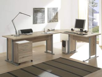 M&ouml;belando Schreibtisch-Kombination Winkelschreibtisch B&uuml;rotisch Arbeitstisch Clermont I Sonoma-Eiche