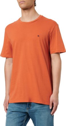 Calvin Klein Herren T-Shirt Kurzarm Smooth Solid Tee mit Rundhalsausschnitt, Orange (Mecca Orange), XL