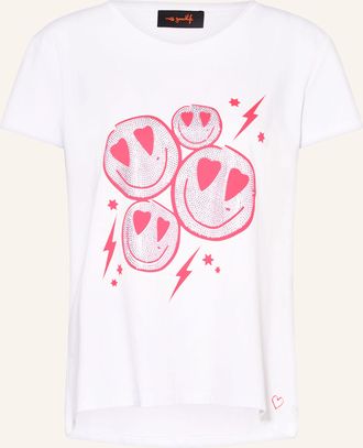 Miss Goodlife Miss Goodlife T-Shirt Heartface Mit Schmucksteinen weiss