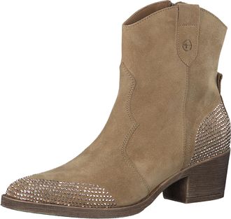 Tamaris Damen Boots mit Absatz Leder Blockabsatz; CAMEL COMBINED/braun; 36 EU