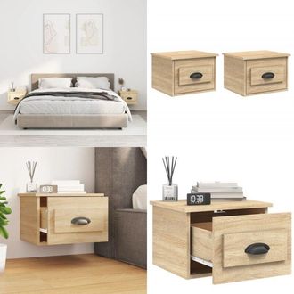 vidaXL Tables de chevet murales 2 pcs chêne sonoma 41,5x36x28 cm - Table De Chevet Murale - Meuble De Chevet Mural - Table De Chevet Flottante - Étagère