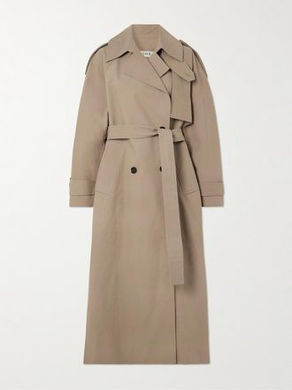 R&oacute;he Doppelreihiger Oversized-trenchcoat Aus Baumwolle - Braun