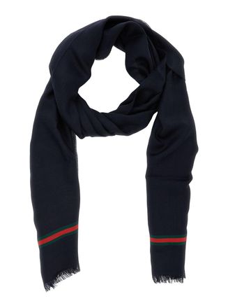 Gucci Mens Silk Twill Scarf Blue Scarfs