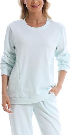 Feoya Sweatshirts de Maternité Hauts à Manches Longues Femmes Enceinte Maternité Bleu Ciel M
