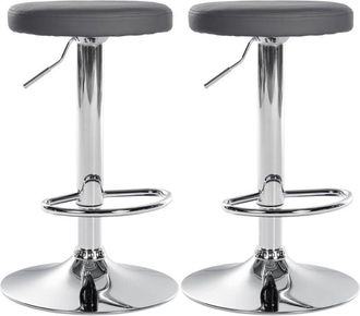 Clp Lot de 2 tabourets de bar Ponte en similicuir Gris Métal chromé
