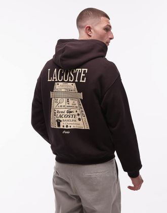Lacoste Kapuzenpullover in Braun mit R&uuml;ckenprint-Brown