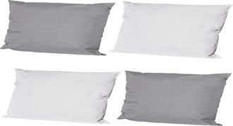 JACK 4X Outdoor Lounge Kissen 30x50cm viele Farben Dekokissen inkl. Füllung Wasserfest Sitzkissen Garten Stuhl, Farbe:2X Elfenbein - 2X Grau